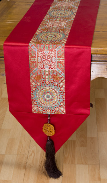 Silk Table Runner with Jade Tassels | Home Décor | Table Decor